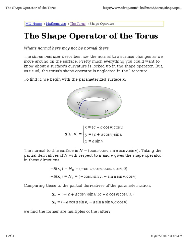 Shape Operator Pdf Curvature Trigonometric Functions
