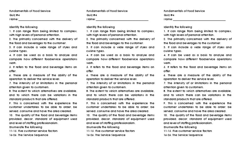 Fundamentals of Food Service 4 | Download Free PDF | Foodservice | Foods