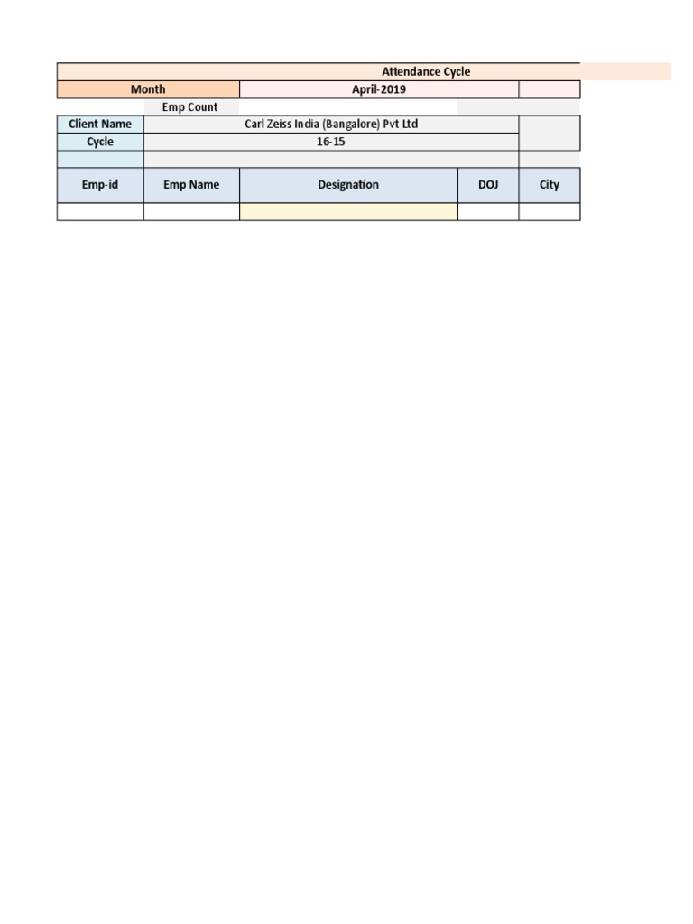 Attendance Sheet Format | PDF
