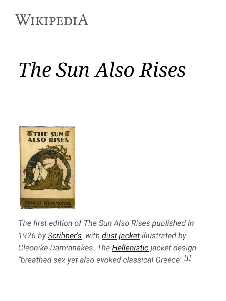 The Sun Also Rises | PDF | Ernest Hemingway