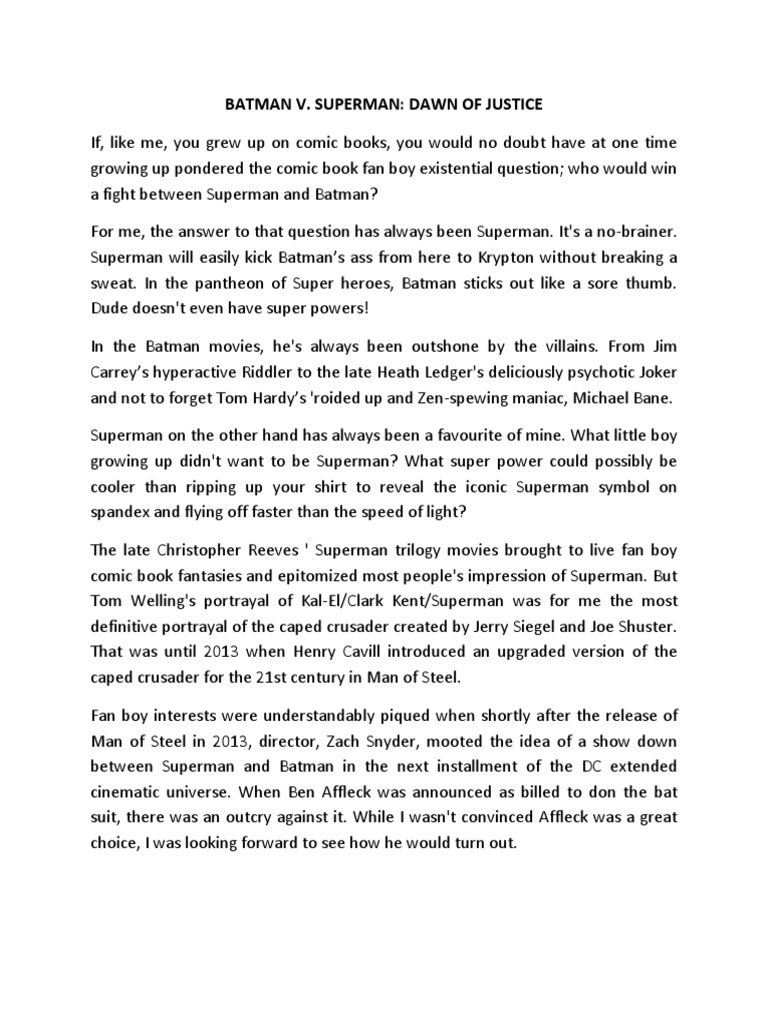 Batman v. Superman - Dawn of Justice | PDF | Superman | Batman