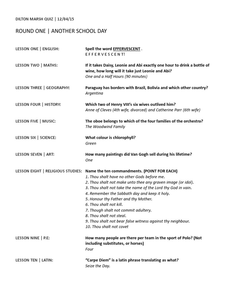 A Five-Round Pub Quiz | PDF | James Bond