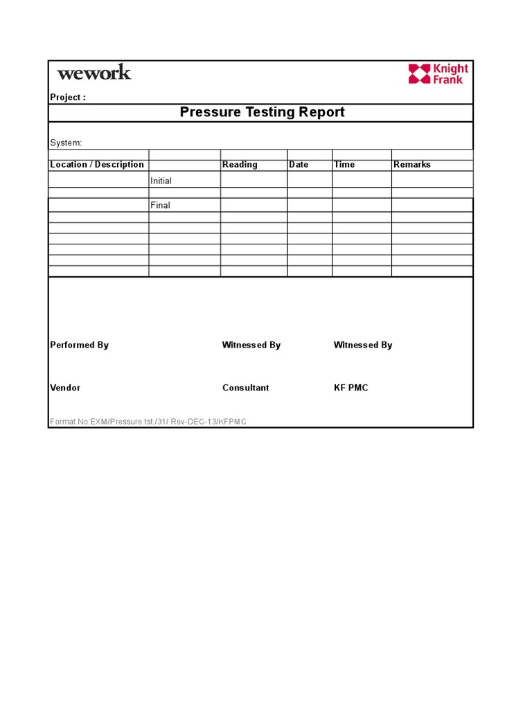 Water Pressure Testing Report | PDF