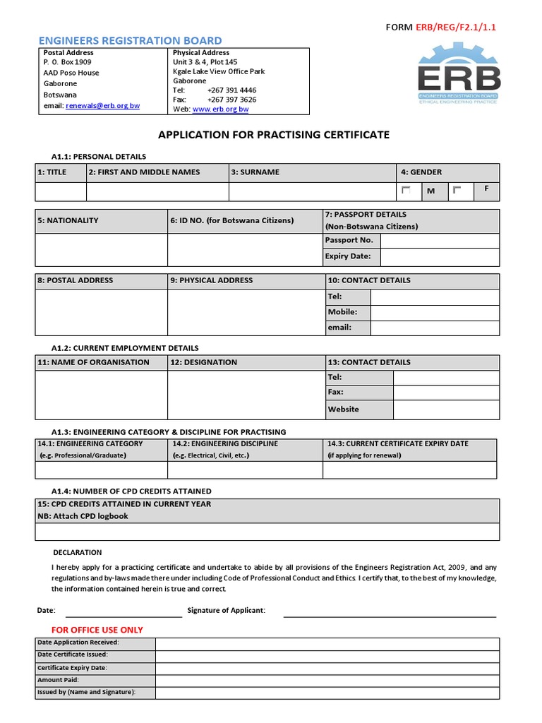 Practising Certificate Application Form | Government And Personhood ...