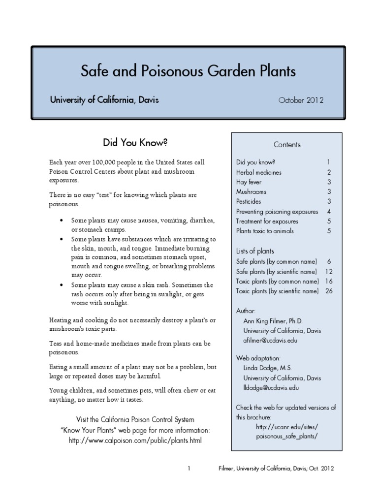 Safe and Toxic Garden Plants Guide | PDF | Herbalism | Botany