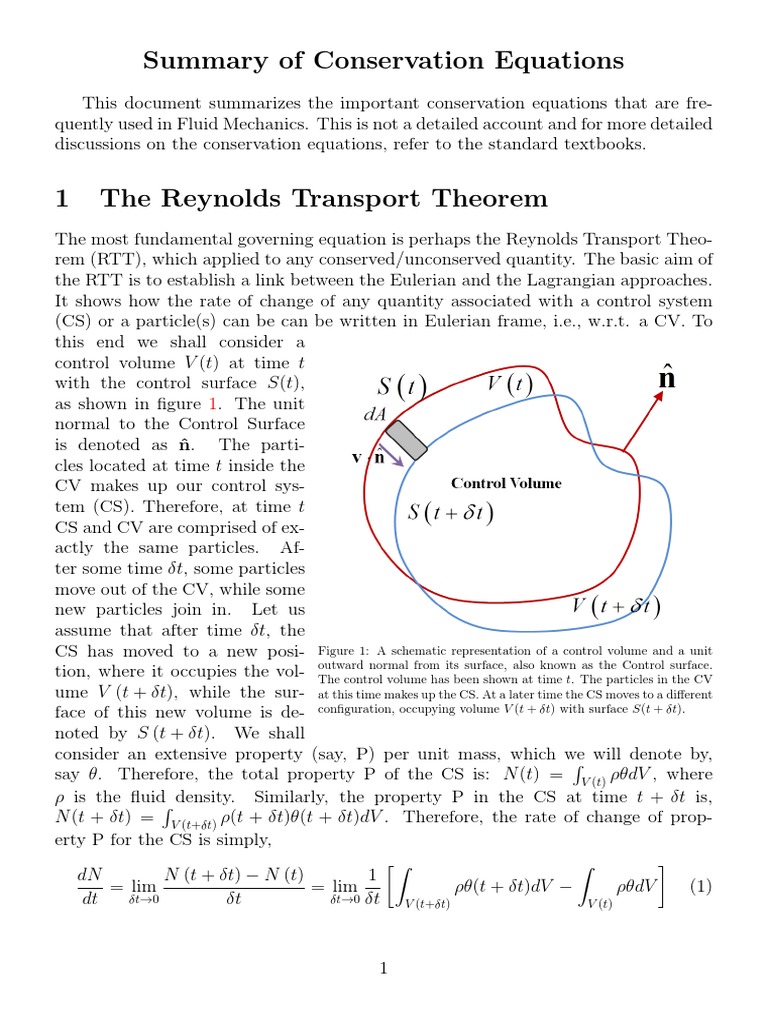 Reynolds Transport Theorem Overview | PDF | Continuum Mechanics ...