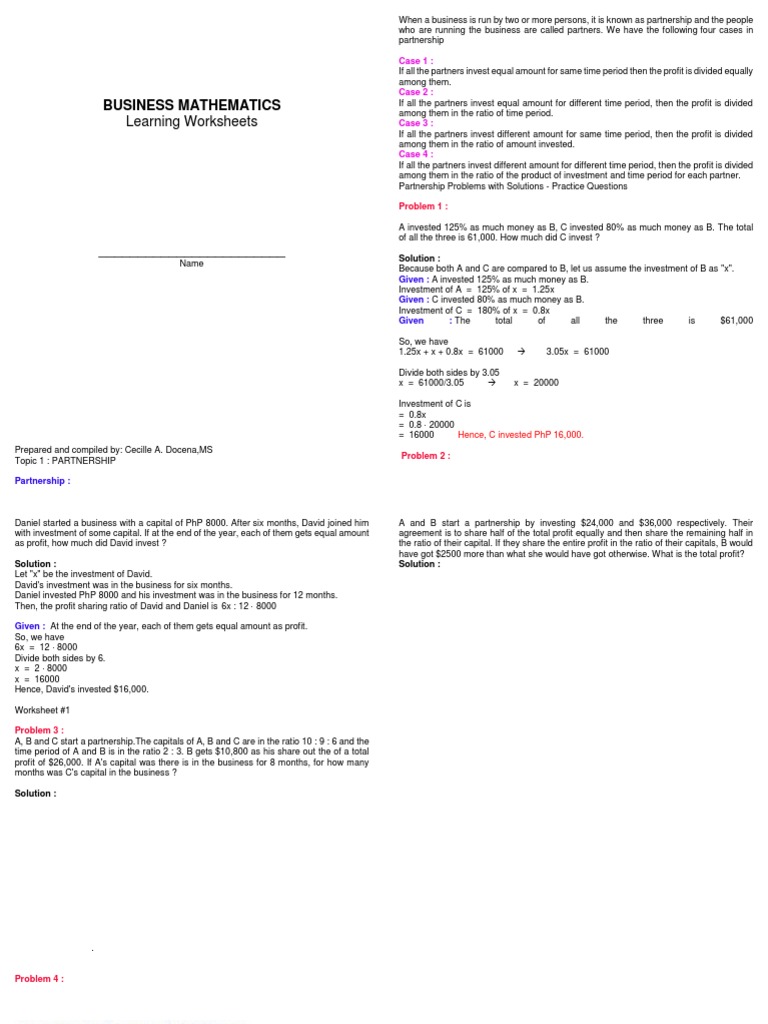 Business Math | PDF | Investing | Retail