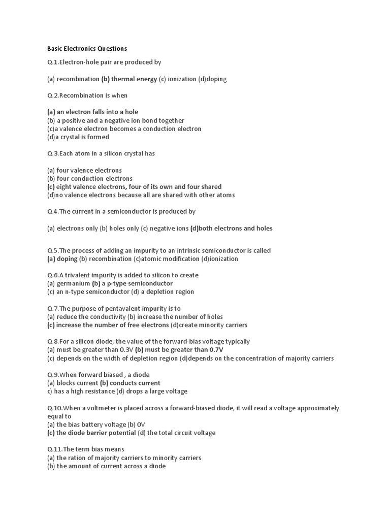 Basic Electronics Q Pdf Operational Amplifier Rectifier