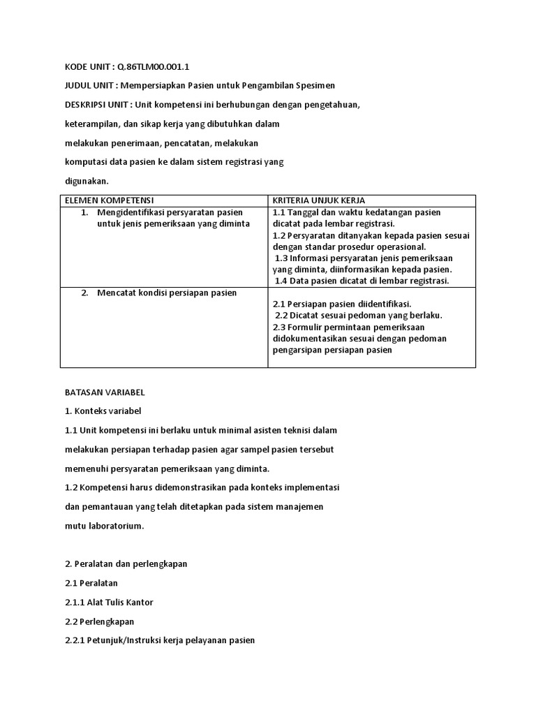 Kode Unit Laboratorium | PDF