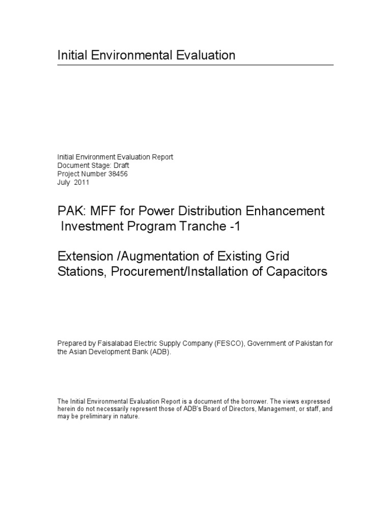 IEE Report for Pakistan Power Distribution Project | PDF ...