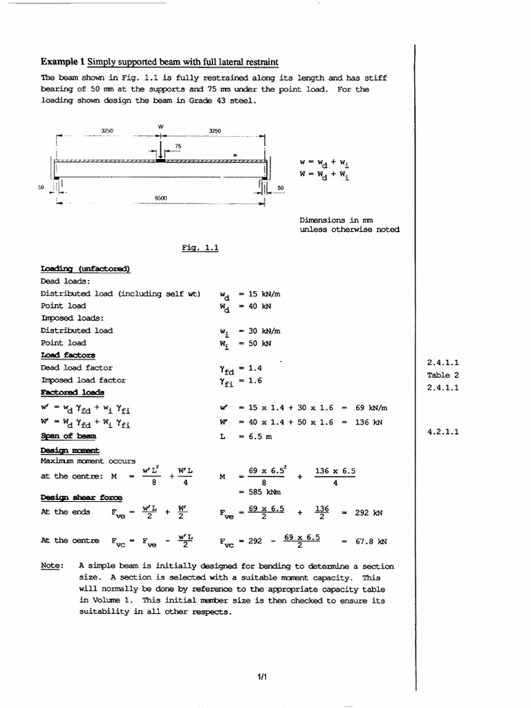 Design of Simply Supported Steel Beam With Full Lateral Restraint ...