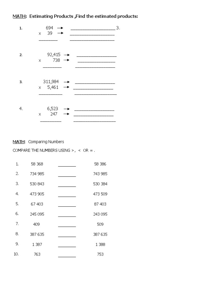 Additional Practice 3-2 Estimating Products