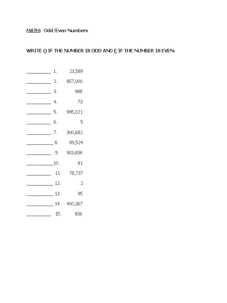 Odd and Even Numbers | PDF | Computers