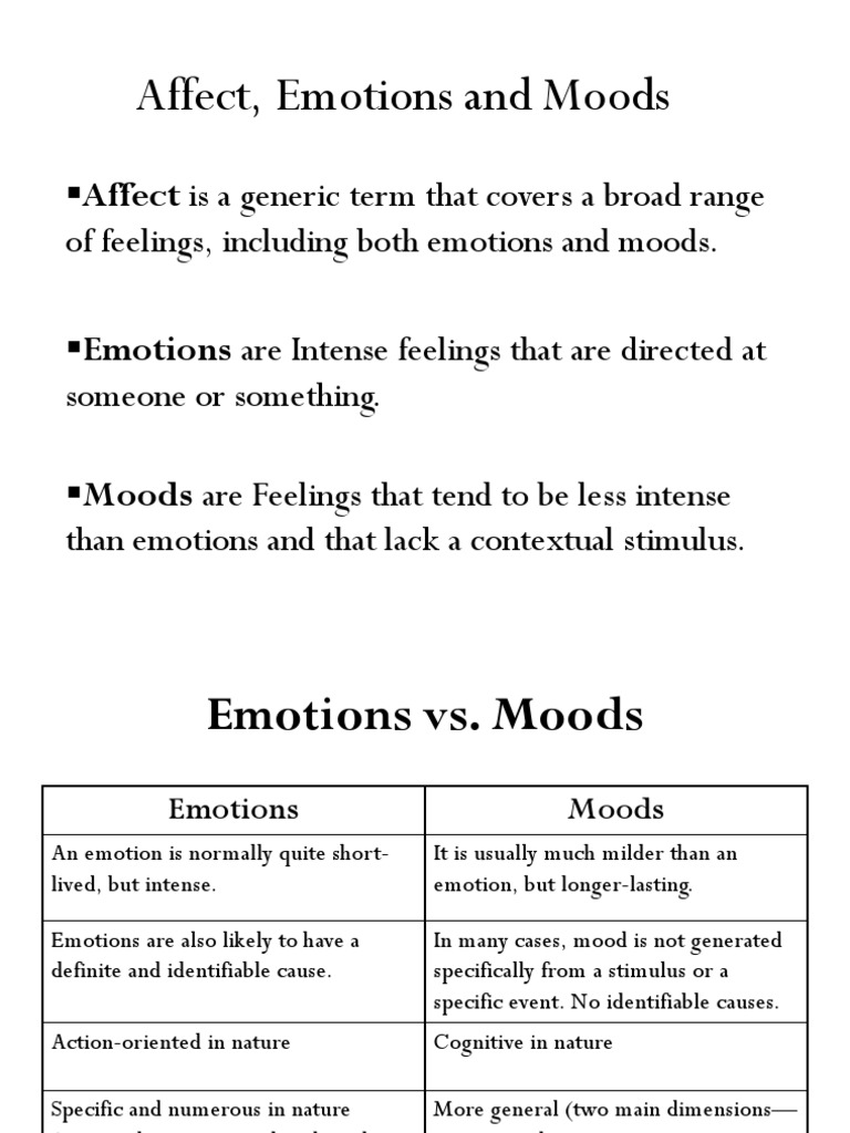 Affect, Emotions and Moods | PDF