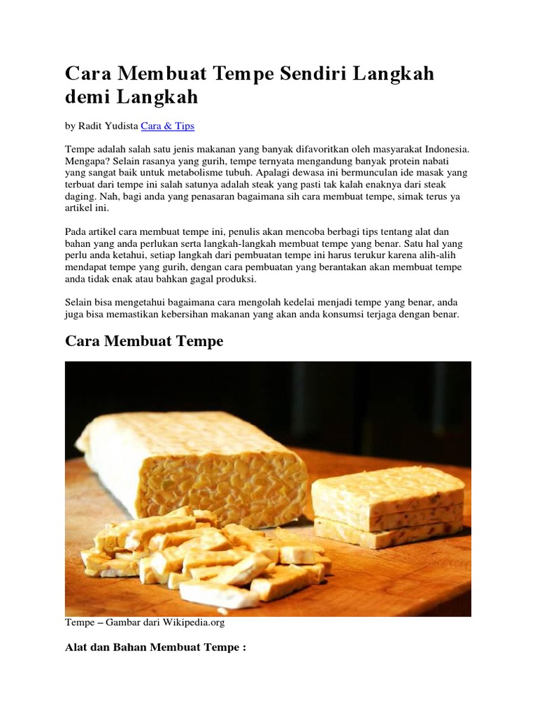 Cara Membuat Tempe Sendiri Langkah Demi Langkah | PDF | Memasak ...