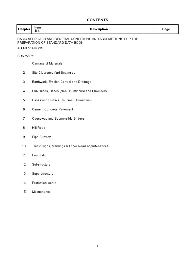 Rate Analysis of Rural Road Standard Data Book | PDF | Construction ...