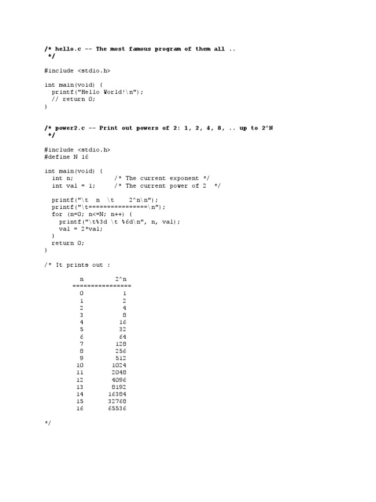 Hello.c - The Most Famous Program of Them All .. | PDF | Parameter (Computer Programming ...