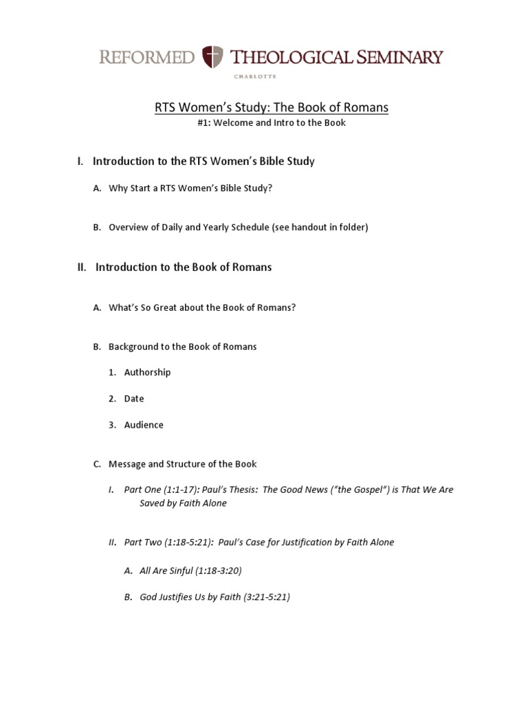 Romans Study 1 Handout | PDF