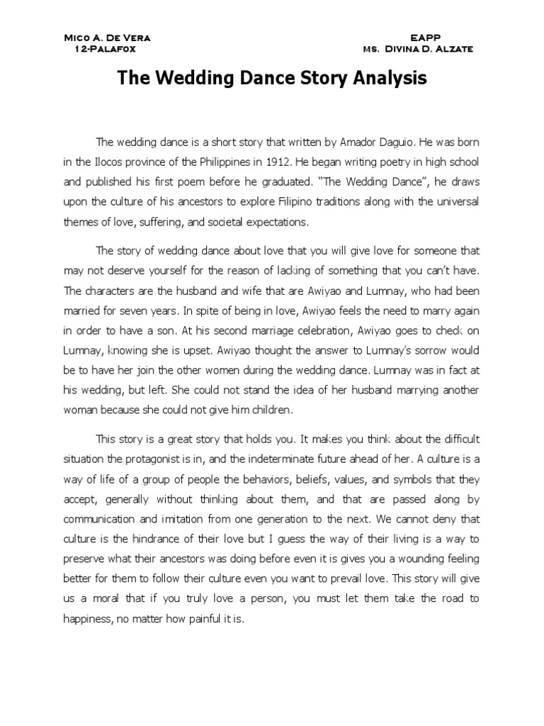Wedding Dance Story Analysis | PDF