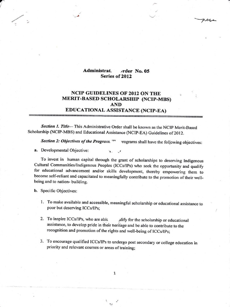 AO No. 05 S. 2012 NCIP MBS NCIP EAP PDF | PDF | Bachelor's Degree ...