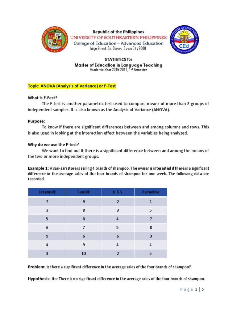 Statistics Notes 4 (F-Test (ANOVA), Pearson R and Linear Regression ...