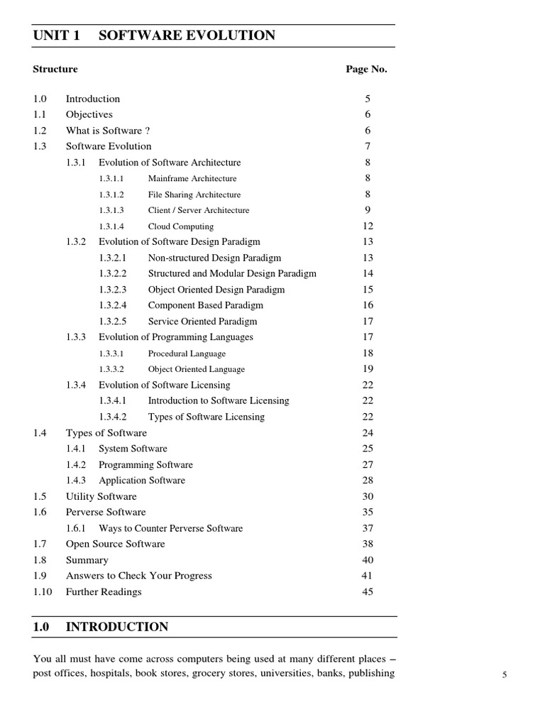 Unit 1 Software Evolution: Structure Page No | Download Free PDF ...