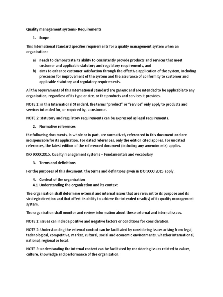 Quality Management Systems-Requirements 1. Scope | PDF | Quality ...
