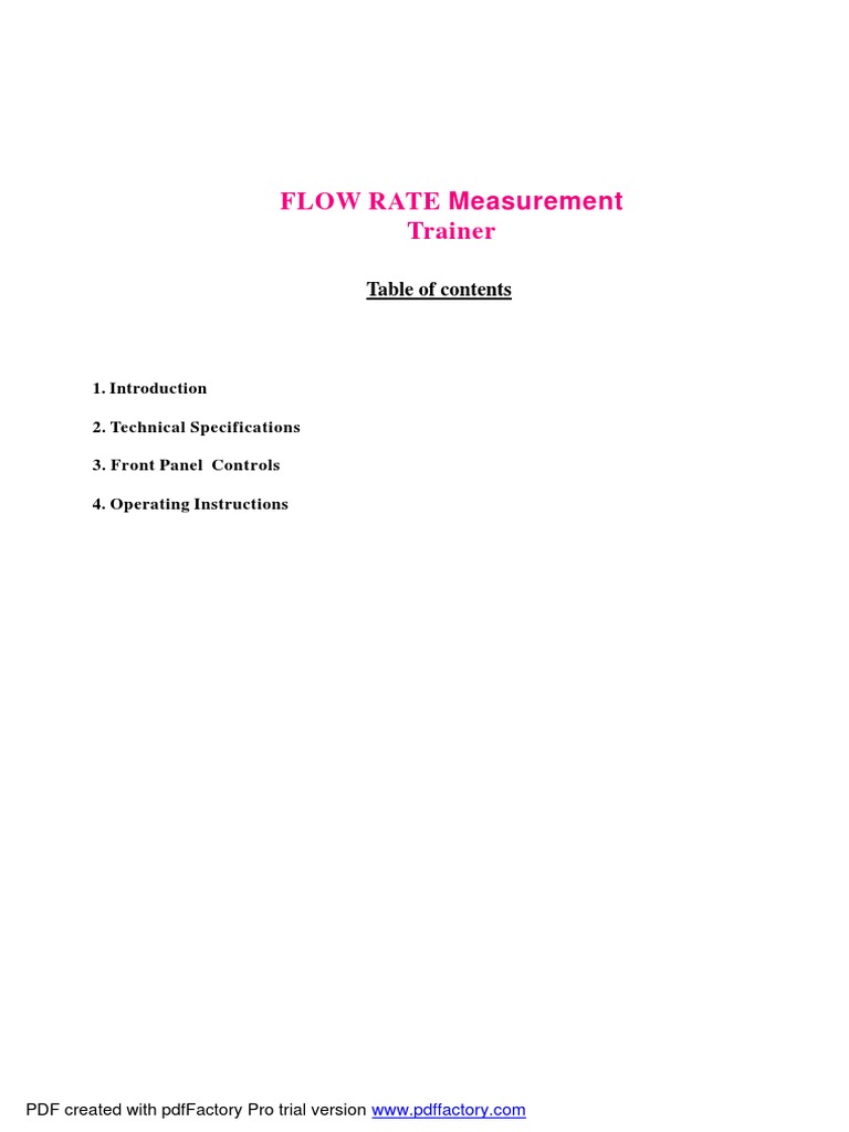 Flow Measurement Manual | PDF | Volume | Flow Measurement