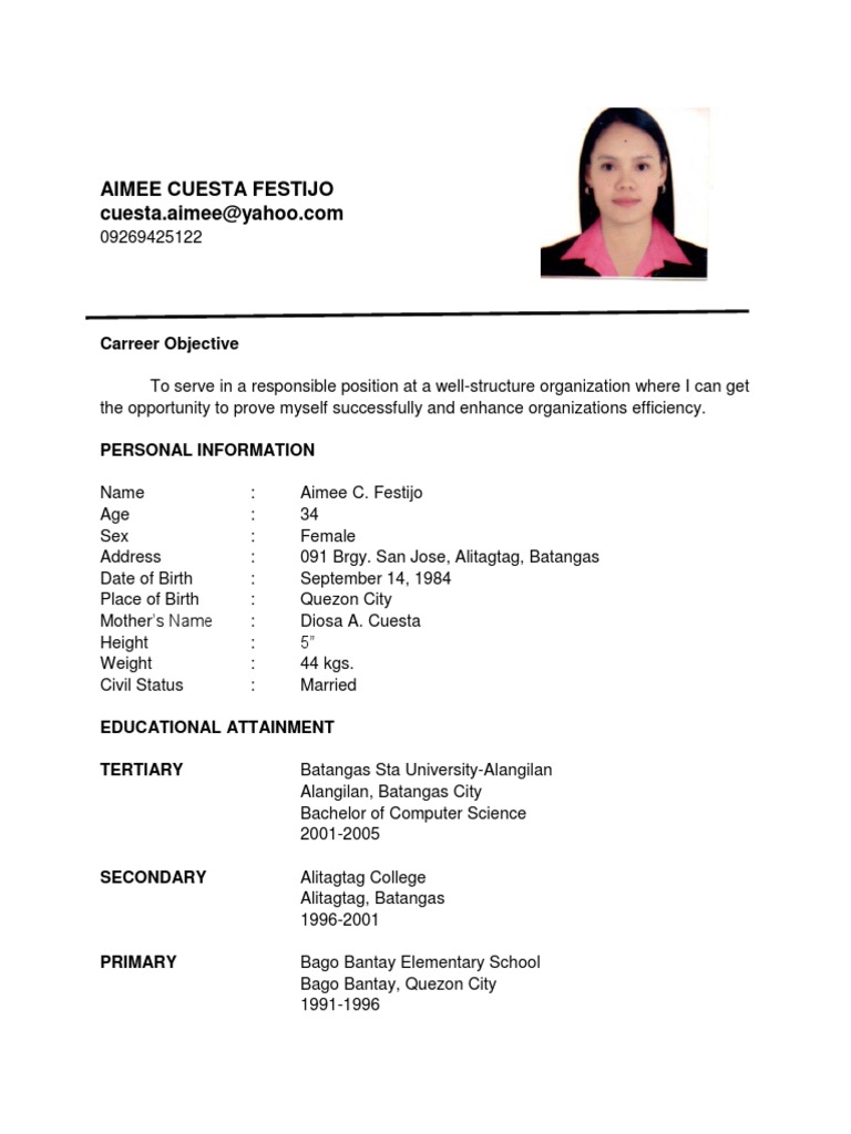 Aimee C. Festijo's Resume | PDF