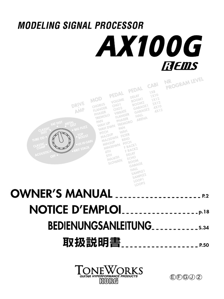Manual Book Effect Gitar Korg AX100G | PDF | Electromagnetic ...