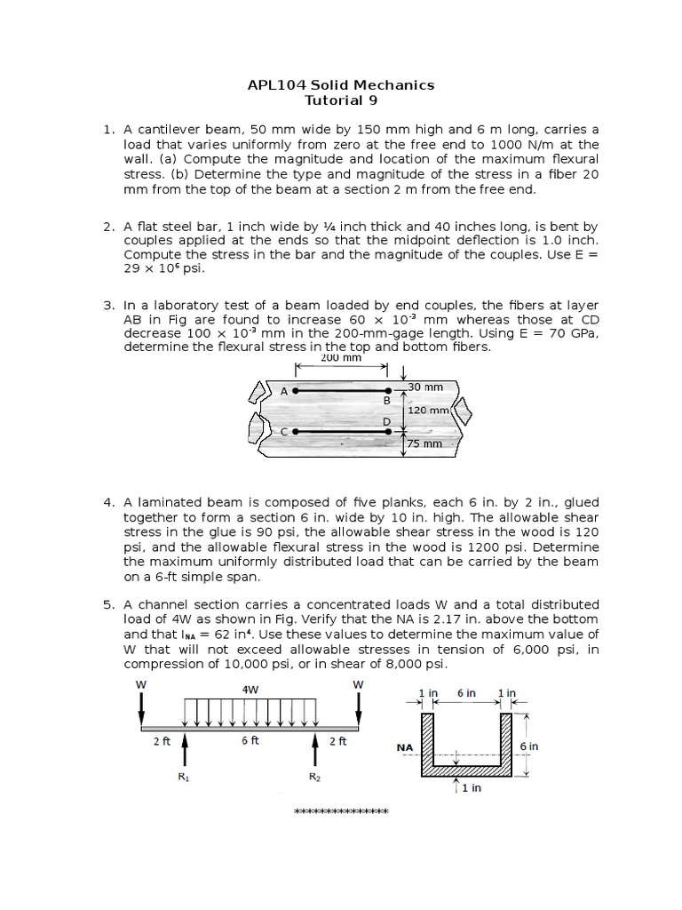 APL104 Solid Mechanics Tutorial 9 | PDF