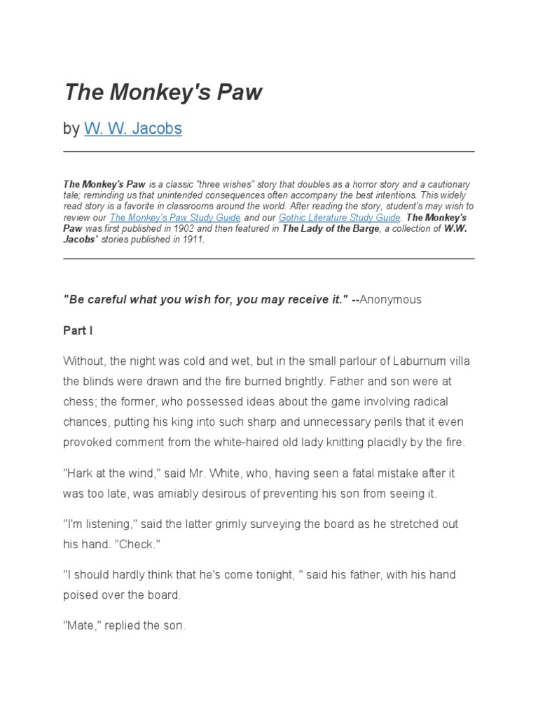 The Monkey's Paw: W. W. Jacobs | PDF | General Fiction