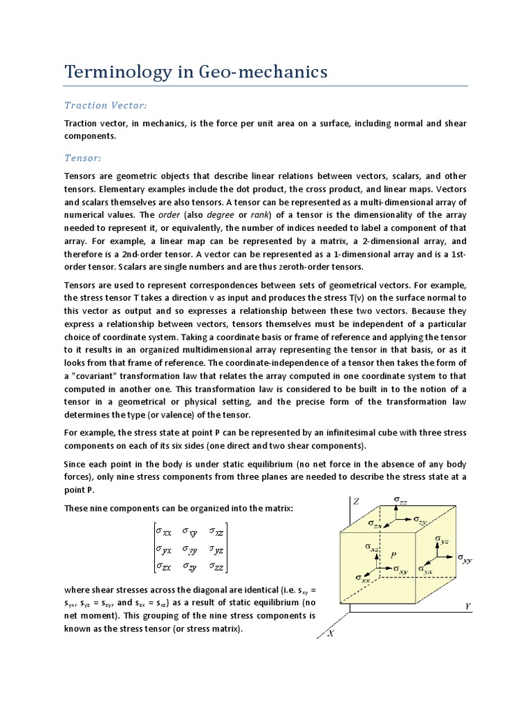 Terminology in Geomechanics | PDF | Tensor | Stress (Mechanics)