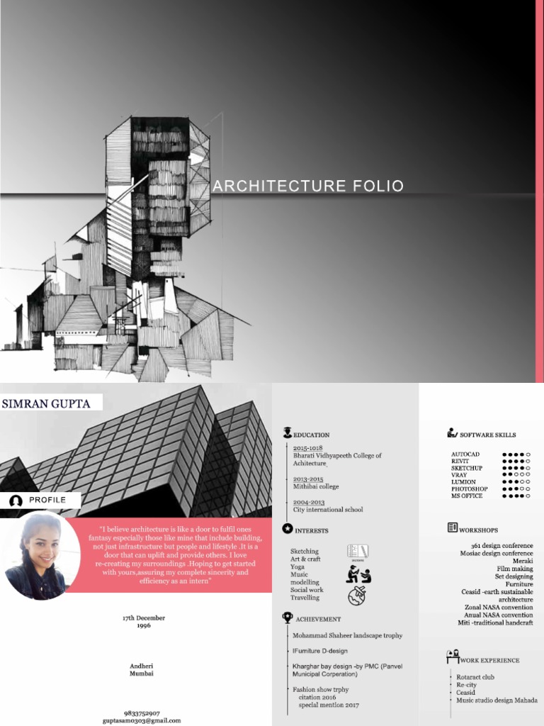 Architectural Portfolio For Internship | PDF