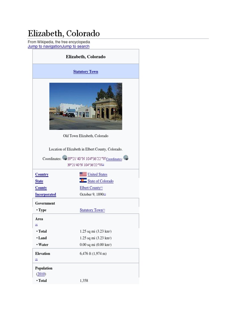 Elizabeth, Colorado | PDF | The United States