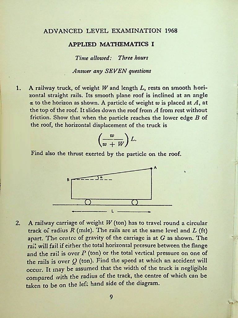 1968 AL Applied Mathematics Paper 1, 2 | PDF