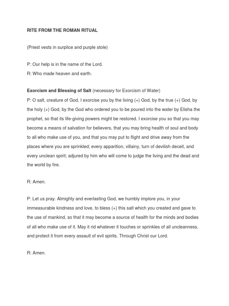 Blessing of Salt and Water Roman Catholic Rites | PDF | Exorcism | God ...