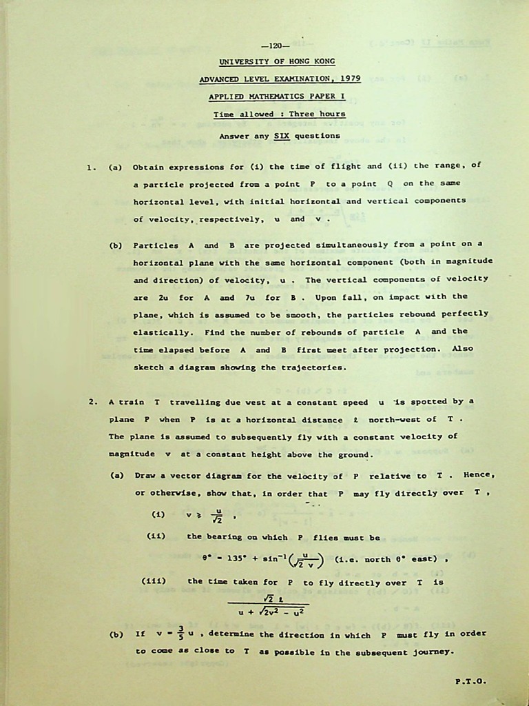 1979 AL Applied Mathematics Paper 1, 2 | PDF