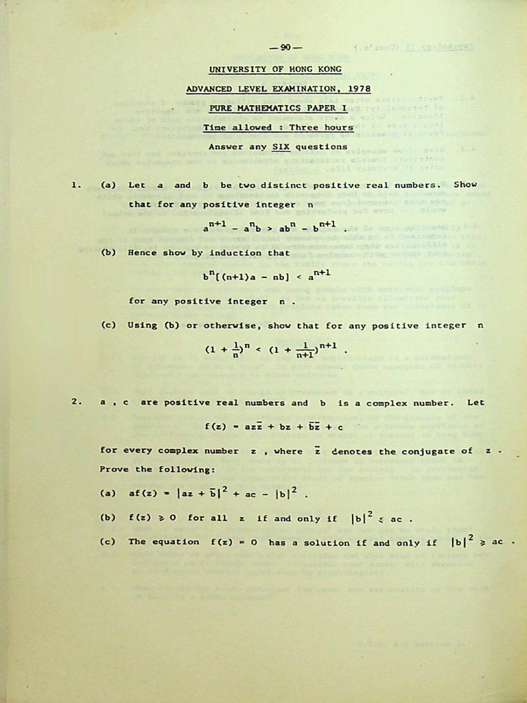 1978 AL Pure Mathematics Paper 1, 2 | PDF | Educational Stages | Logic