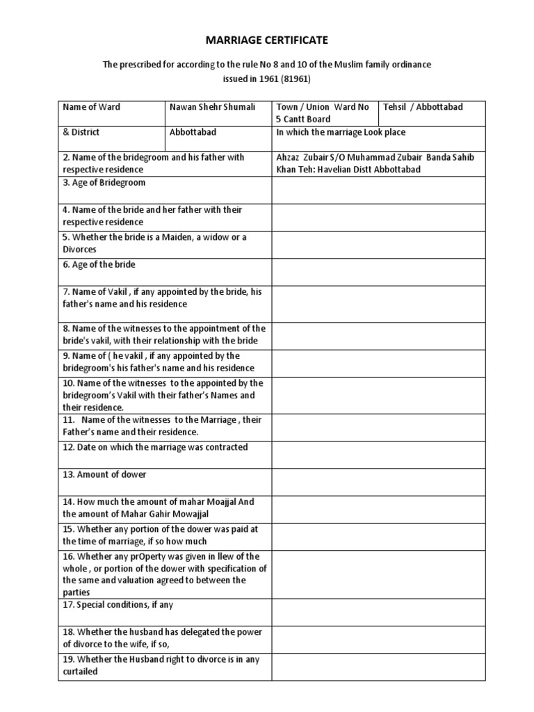Marriage Certificate | PDF | Marriage | Wedding