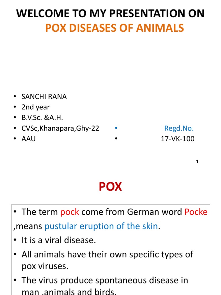 Pox Diseases of Animals: Welcome To My Presentation On | PDF | Virus ...