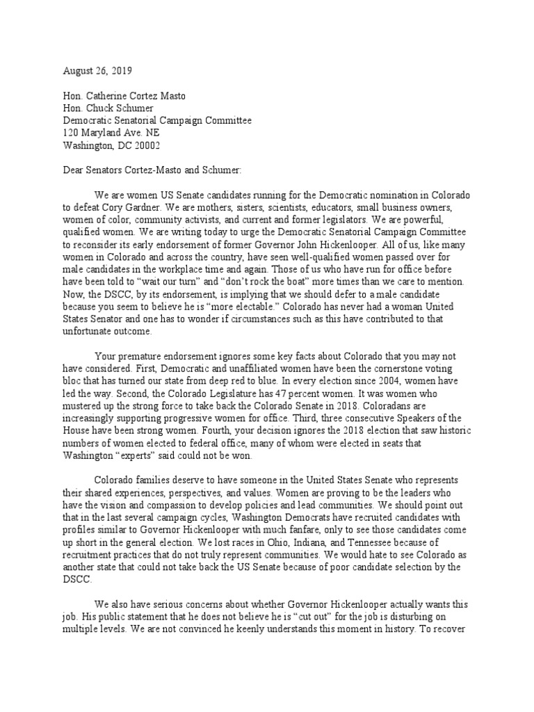 2019 08-26 DSCC Letter | PDF | Democratic Senatorial Campaign Committee ...