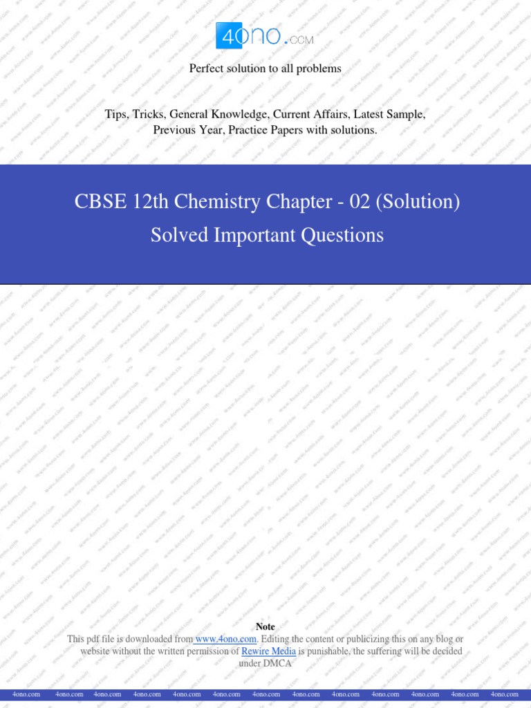 Solutions Imp Ques | PDF | Solution | Osmosis