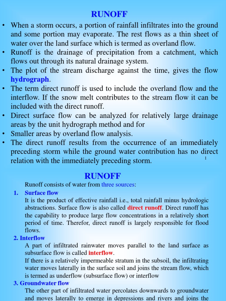 Introduction To Runoff | PDF | Surface Runoff | Drainage Basin