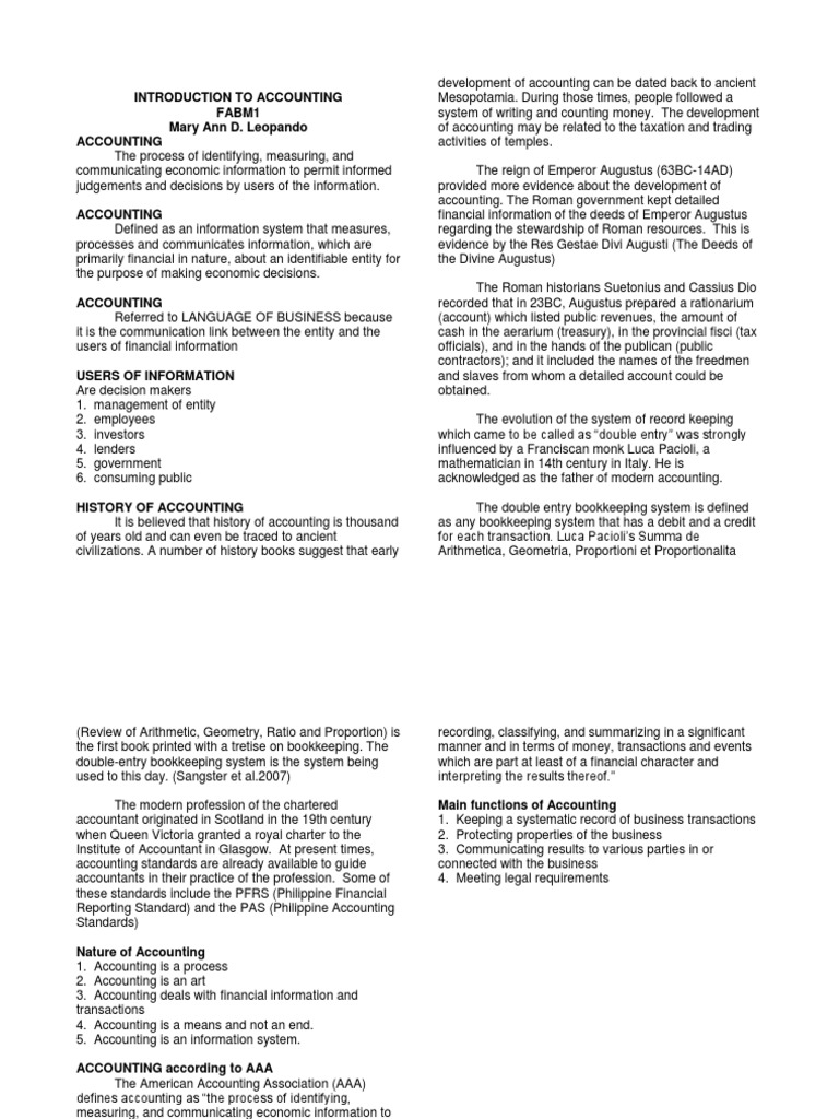 FABM 1 Notes | PDF | Partnership | Expense