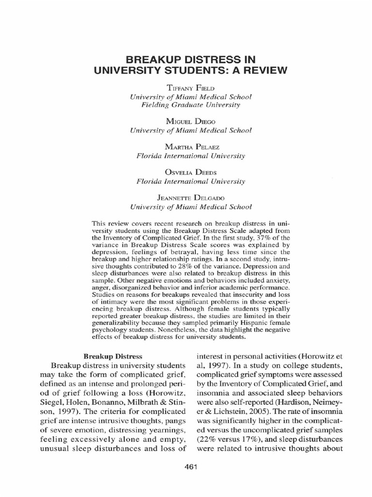 Breakup Distress in University Students Review | PDF