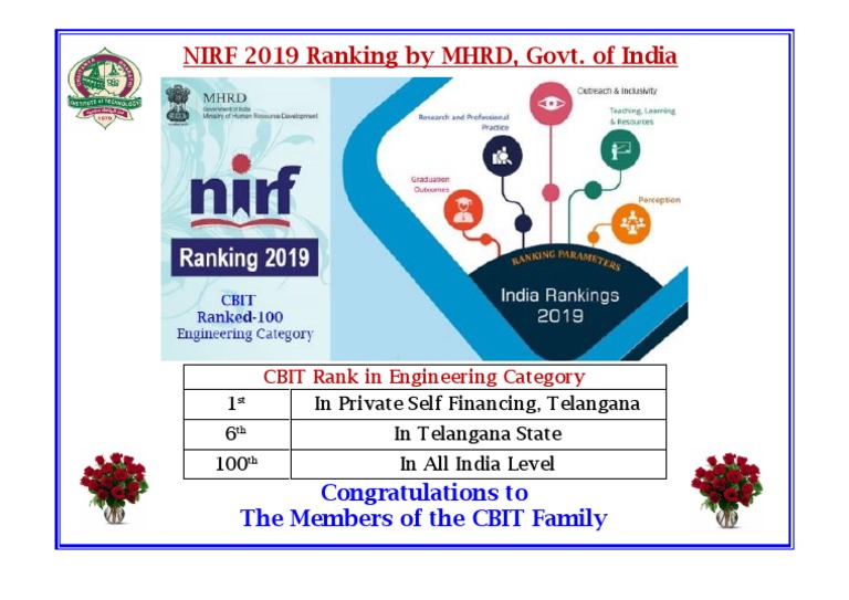2019-CBIT - NIRF Rank PDF | PDF