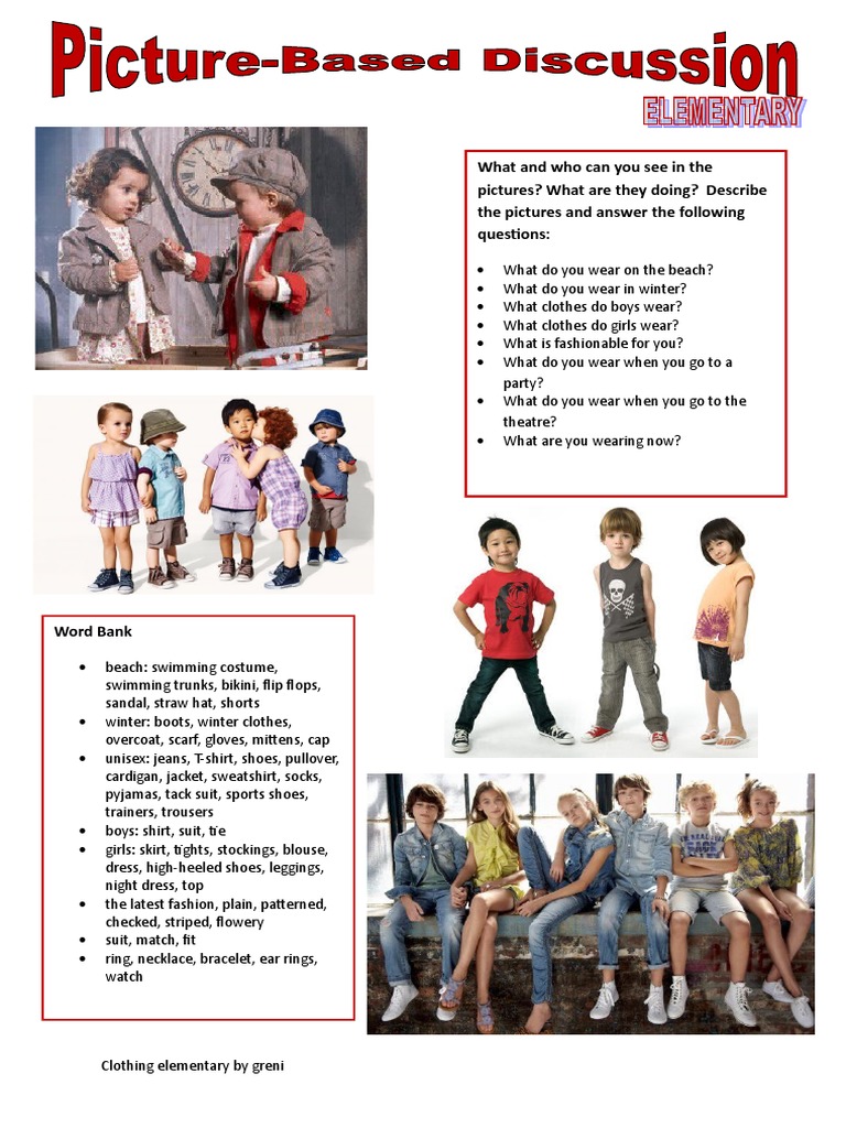 Picturebased Discussions Elementary Clothing | PDF | Lifestyle