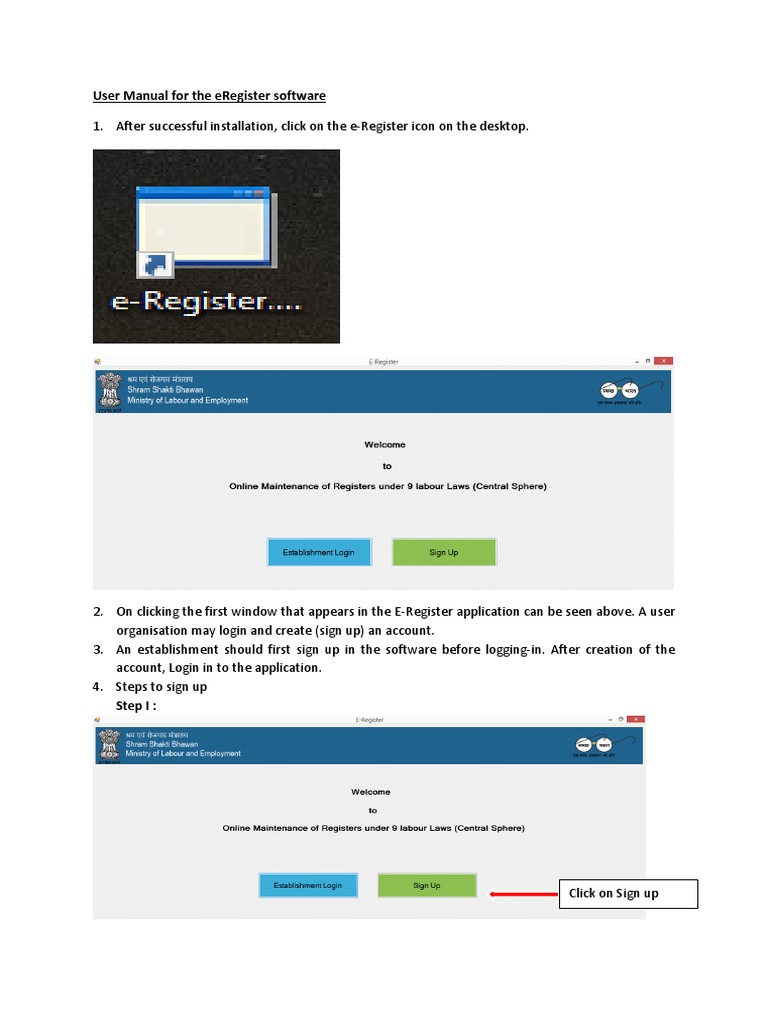 User Manual For The Eregister Software | PDF | Login | Icon (Computing)