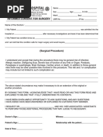High Risk Consent Form: Doctor-In-Charge / Principal Surgeon ...